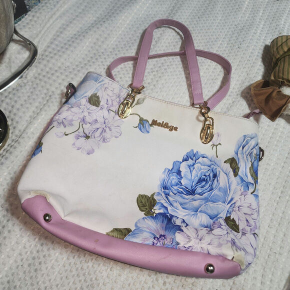 MEI & GE | Bags | Mei Ge Guc Floral Lilac Faux Leather Tote Bag | Poshmark